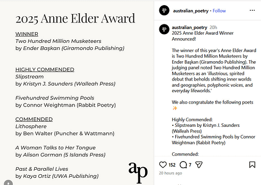 2025 Anne Elder Award results - Currajah